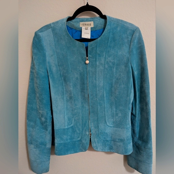 Louis Feraud | Jackets & Coats | Feraud Vintage Luxury Suede Robin Egg ...